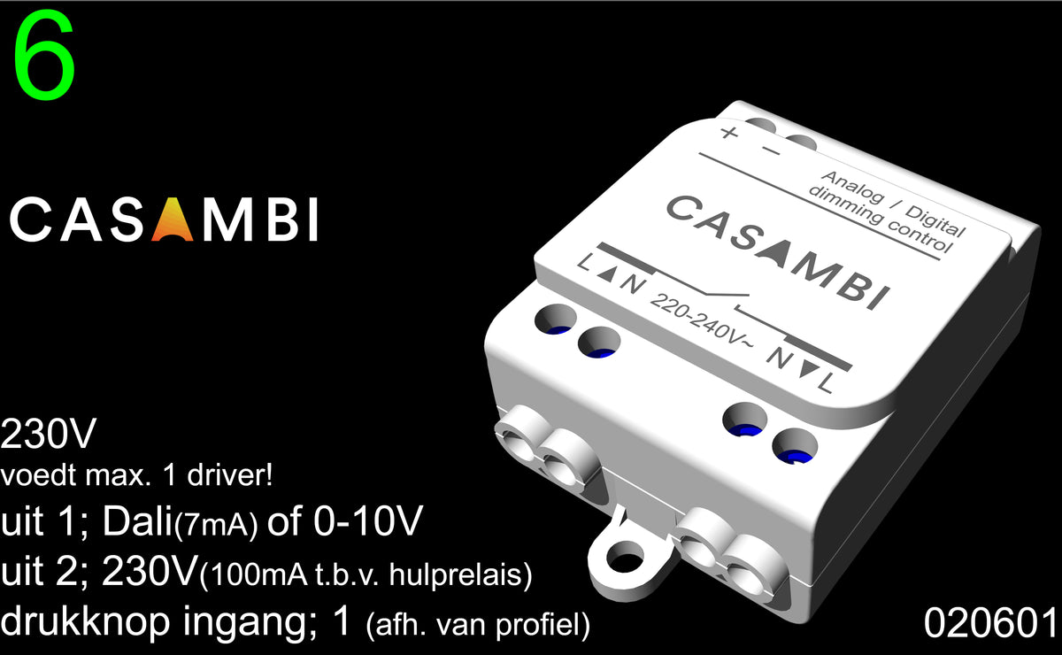 Casambi CBU-ASD interface naar 0-10V, DALI, DMX enz. – Art4Light